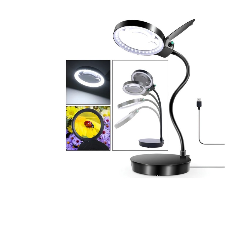 Lupa Con Luz Led - Para Mesa De Trabajo