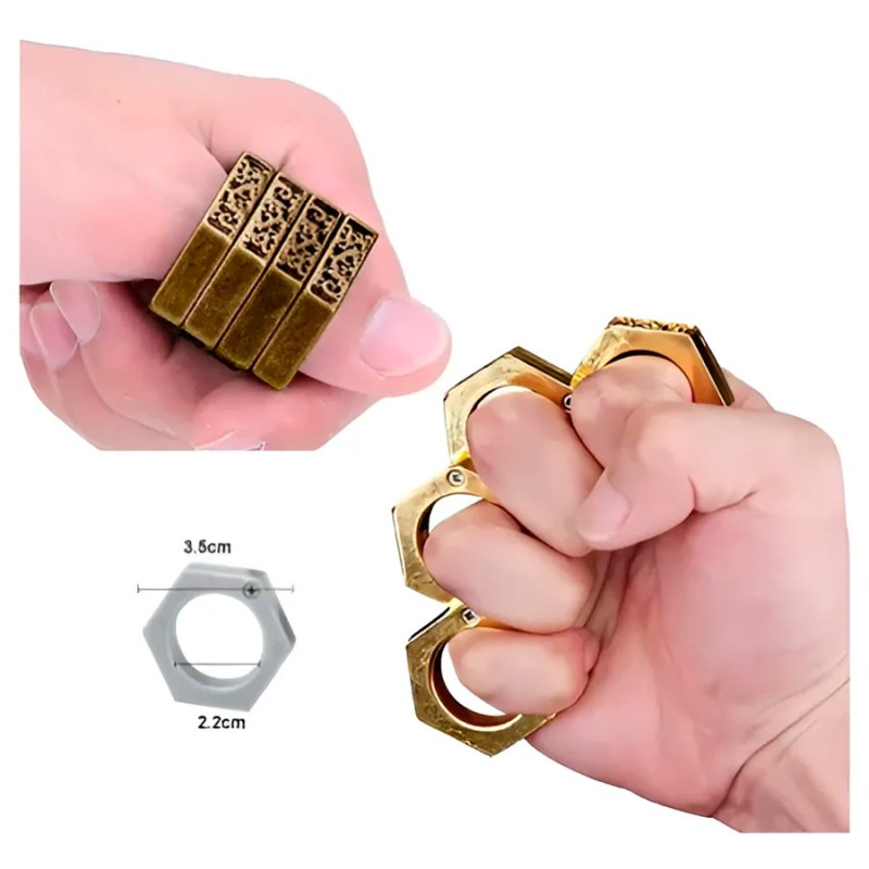 Nudillera Manopla Escondida Anillos Hexagonal Retráctil