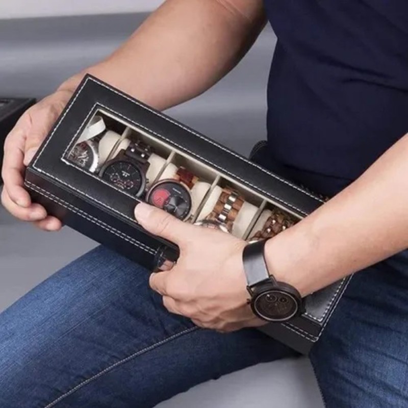 Porta Relojes Organizador 6 Unidades Reloj Unisex Elegante